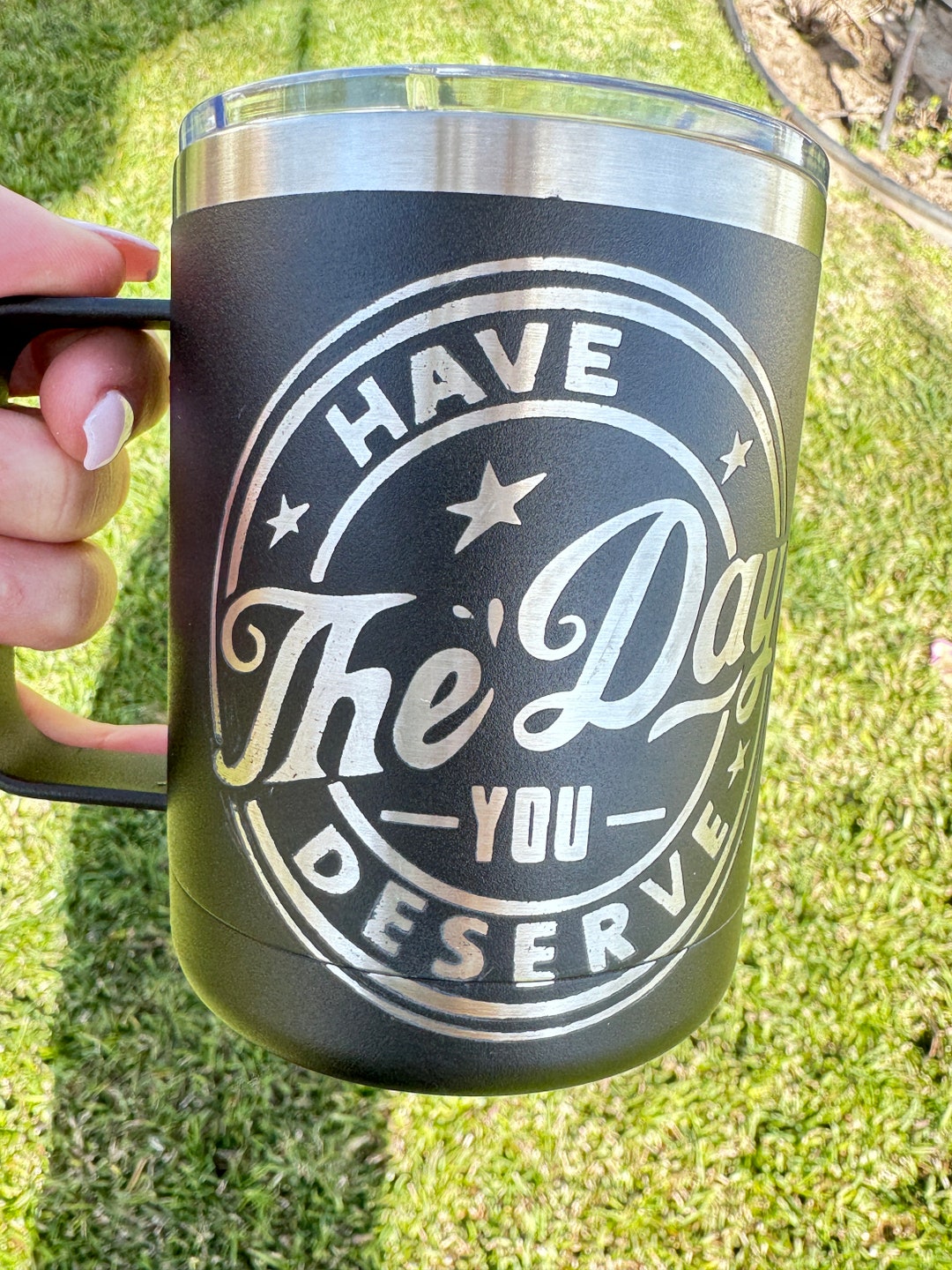 Have the Day You Deserve Engraved Mug With Hidden Middle Finger - Etsy