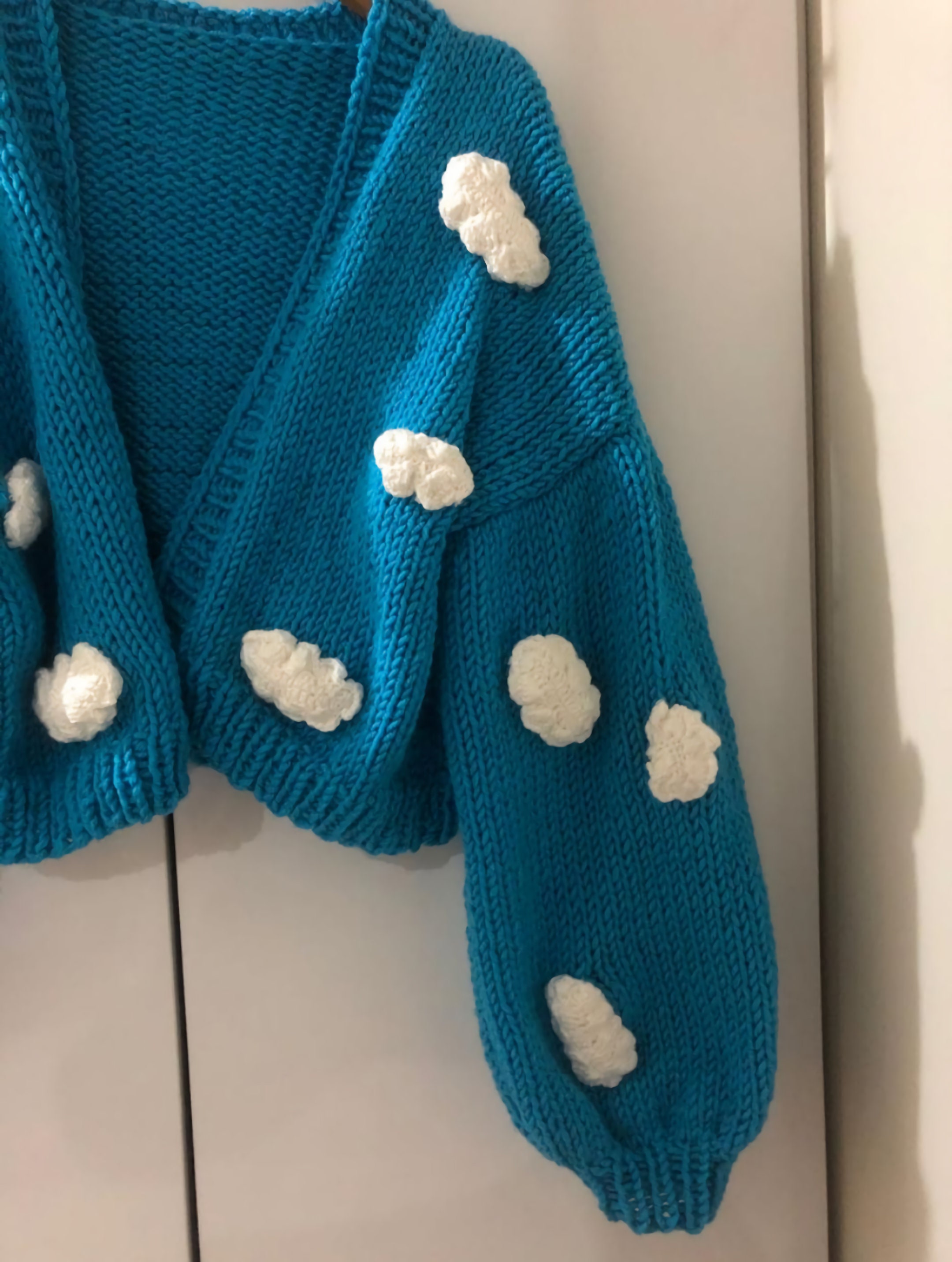 Cloud Cardigan, Cloud Knit Cardigan Sweater, Woman Blue Crop Sweater ...