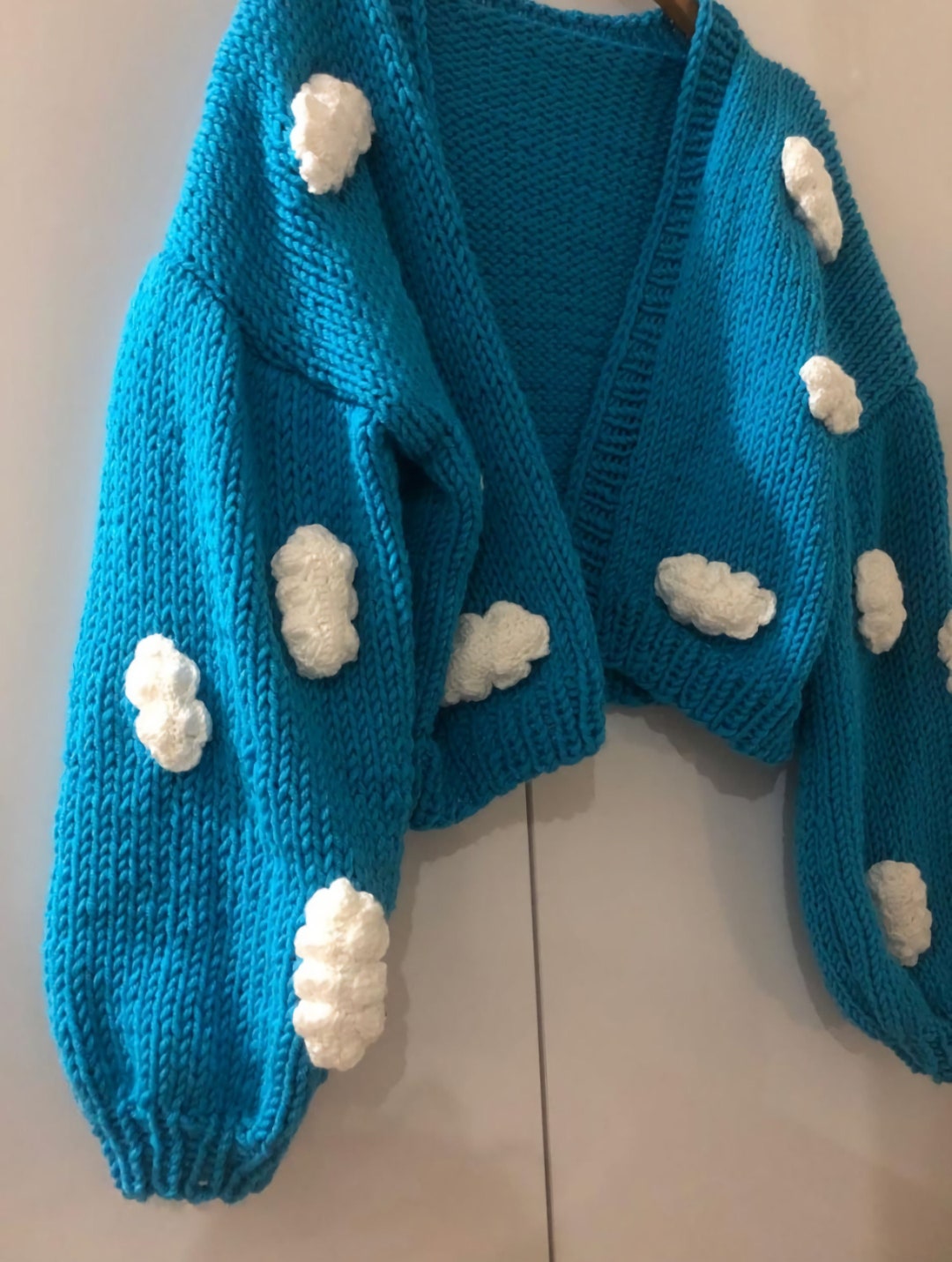 Cloud Cardigan, Cloud Knit Cardigan Sweater, Woman Blue Crop Sweater ...