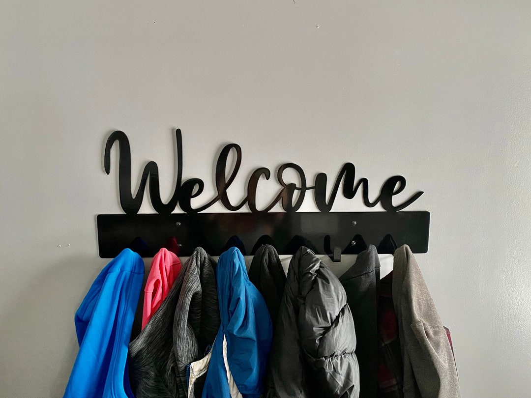 Welcome Coat Rack, Metal Coat Rack, Entryway Coat Rack, Wall Coat Rack ...