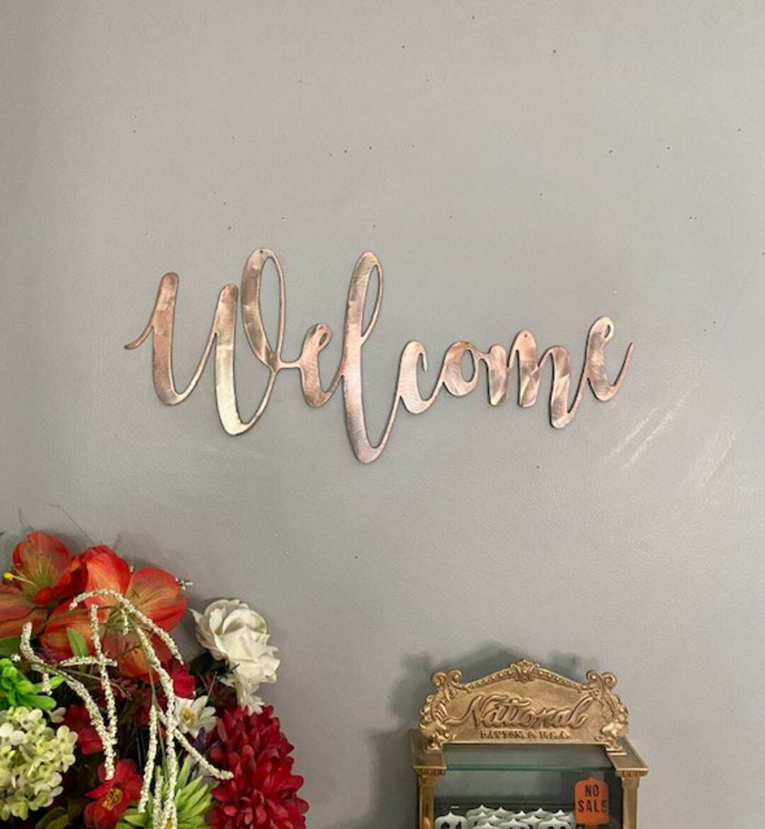 Metal Cursive Welcome Sign, Metal Welcome Sign, Front Porch Sign ...
