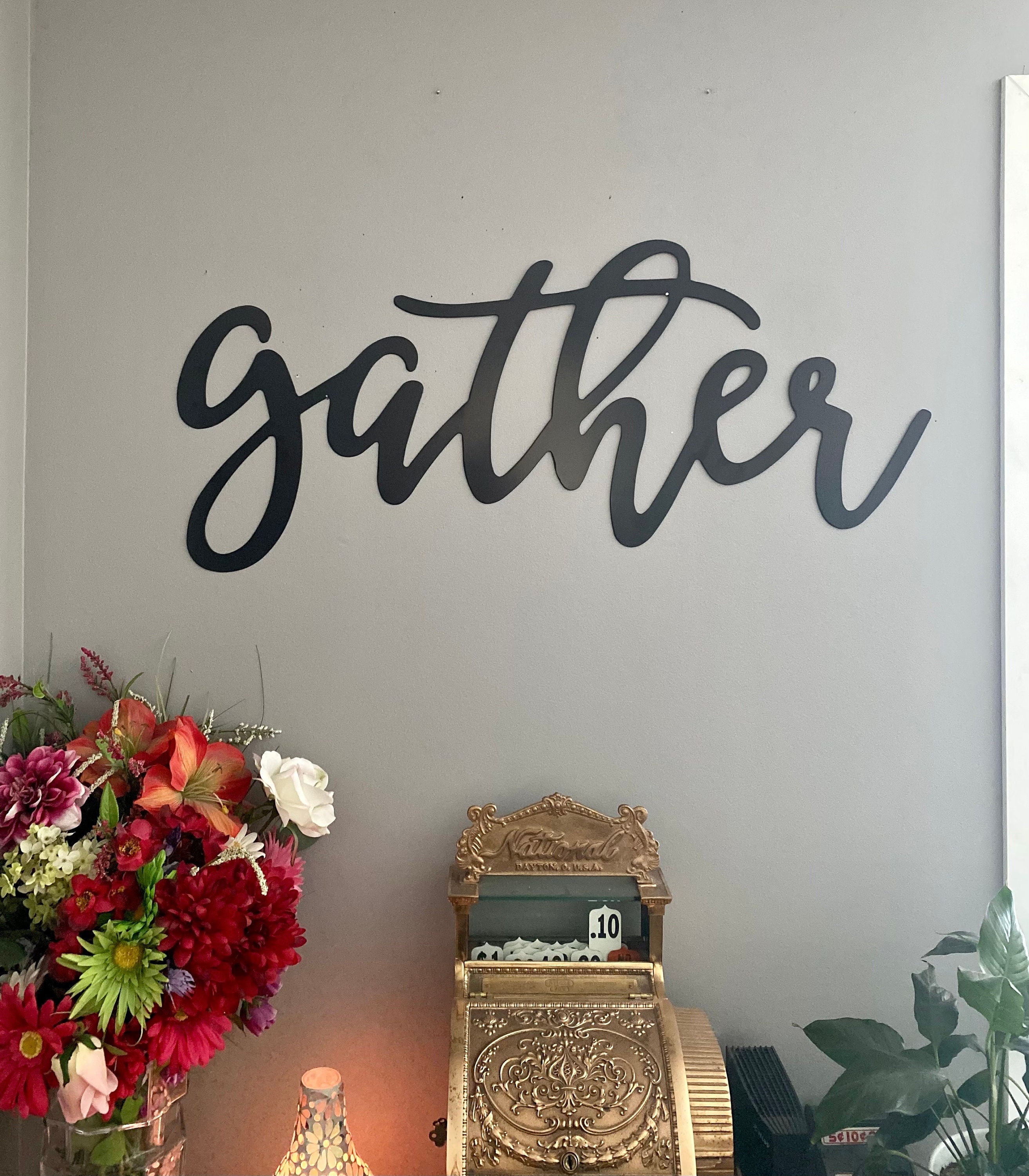 Gather Metal Sign Script Word Art Gather Sign Metal Art | Etsy
