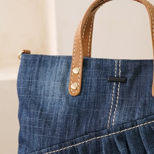 Denim Handbag Ruffle Denim Jean Tote Bag Canvas Tote Bag for - Etsy