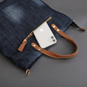 Denim Handbag Ruffle Denim Jean Tote Bag Canvas Tote Bag for - Etsy