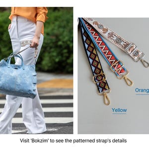 Denim Ruffle Handbag With Leather Handle, Denim Tote Bag, Jean ...