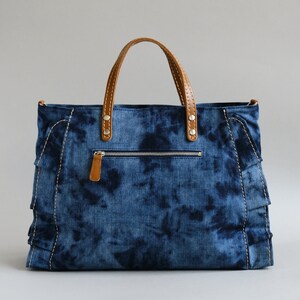 Denim Ruffle Handbag, Denim Shoulder Bag, Jean Crossbody Purse, Canvas ...