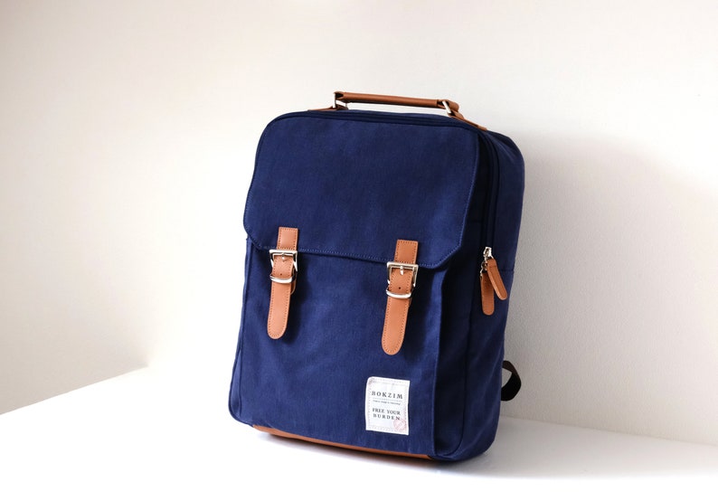 Canvas Backpack navy Laptop Backpack Air Mesh Padded - Etsy