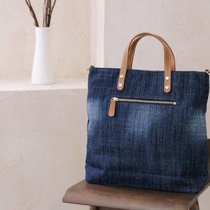 Denim Handbag Ruffle Denim Jean Tote Bag Canvas Tote Bag for - Etsy