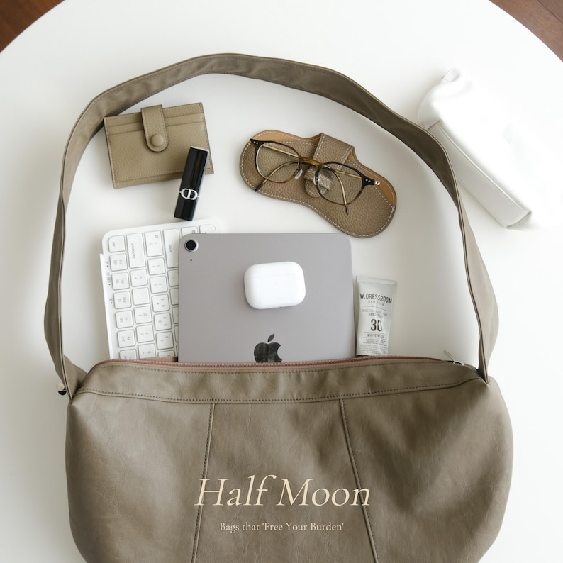 Half Moon Crossbody Bag for Women, Convertible 2-in-1 Bag, Vegan ...