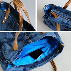 Denim Ruffle Handbag, Denim Shoulder Bag, Jean Crossbody Purse, Canvas ...