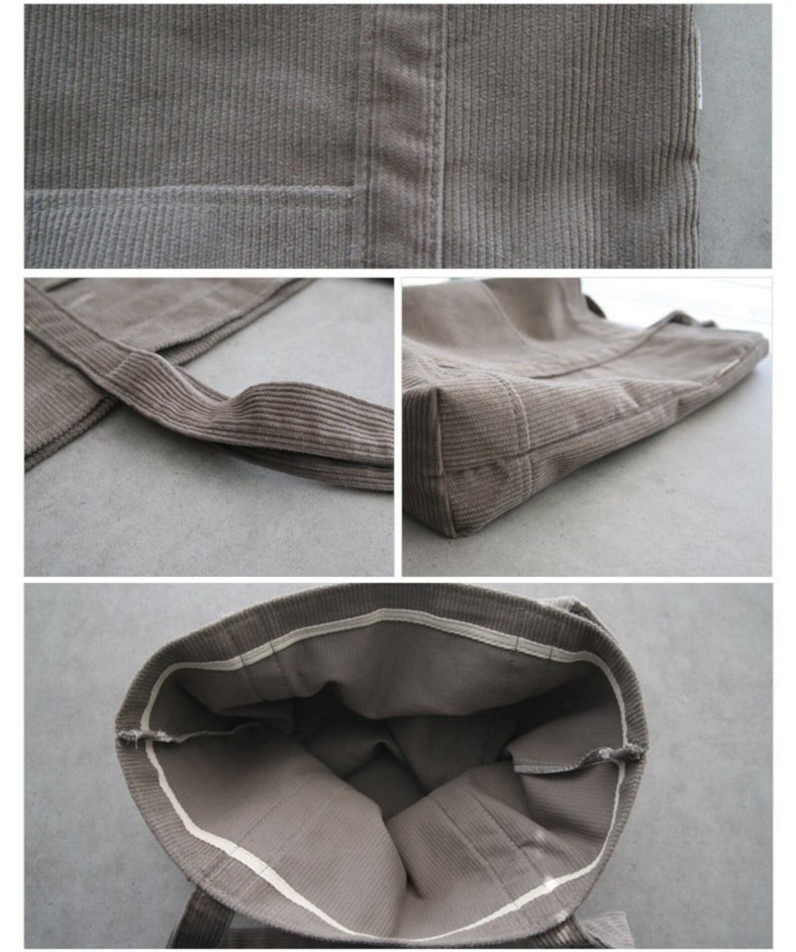 Big Pocket Corduroy Tote Bag warm Gray Corduroy Bag Back - Etsy