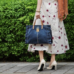 Denim Ruffle Handbag, Denim Shoulder Bag, Jean Crossbody Purse, Canvas ...