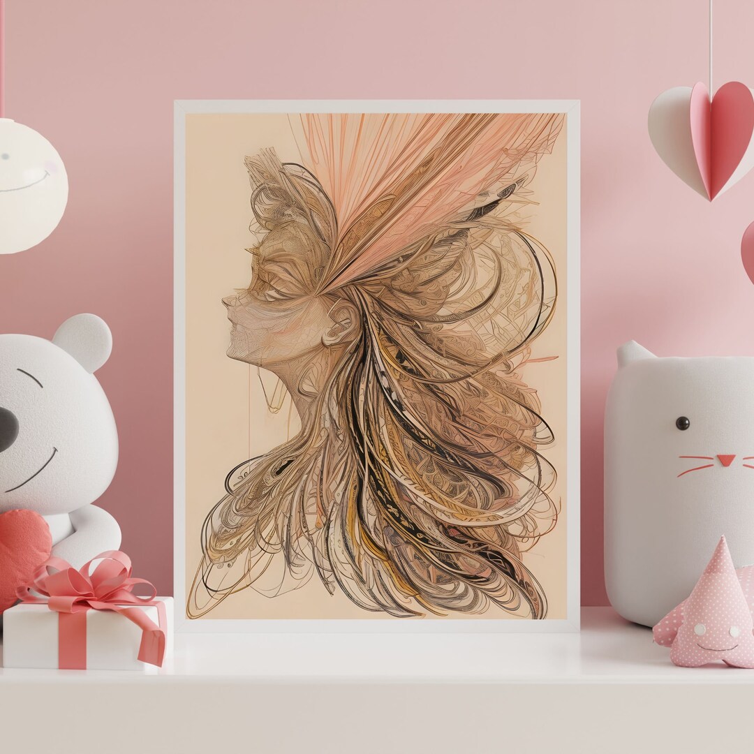 Woman Side View Portrait String Art, Thread Art, Line Art, Coffee Shop ...