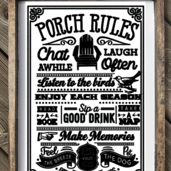Porch Rules Sign - Etsy
