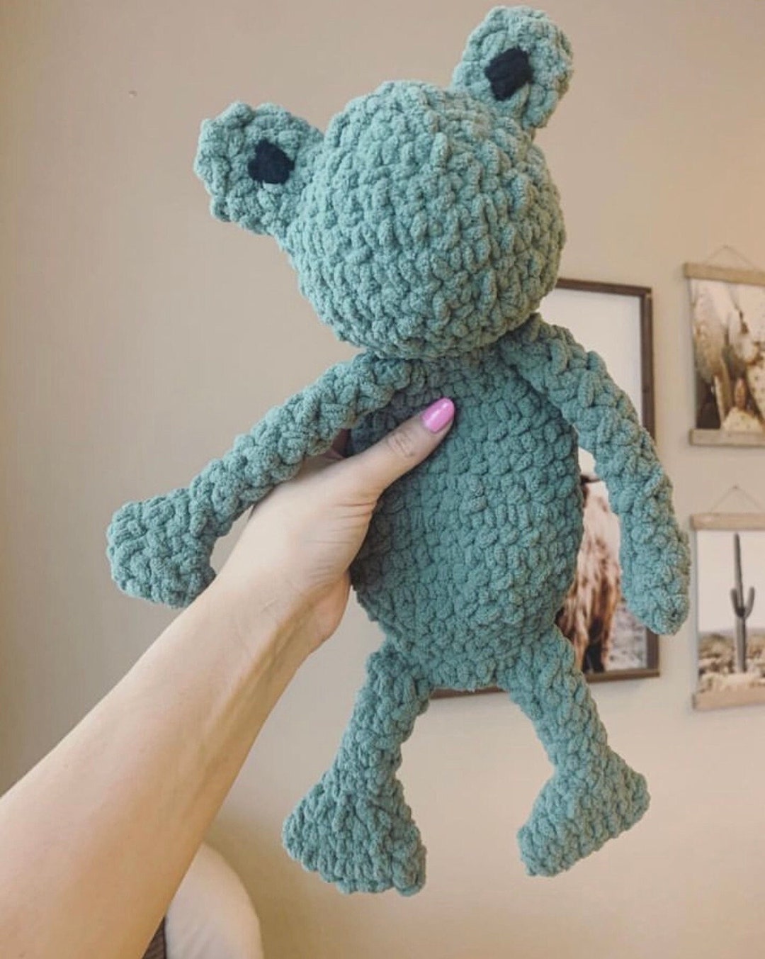 Handmade Crochet Frankie Frog Snuggler | Crochet Lovey | Frog Lovey ...