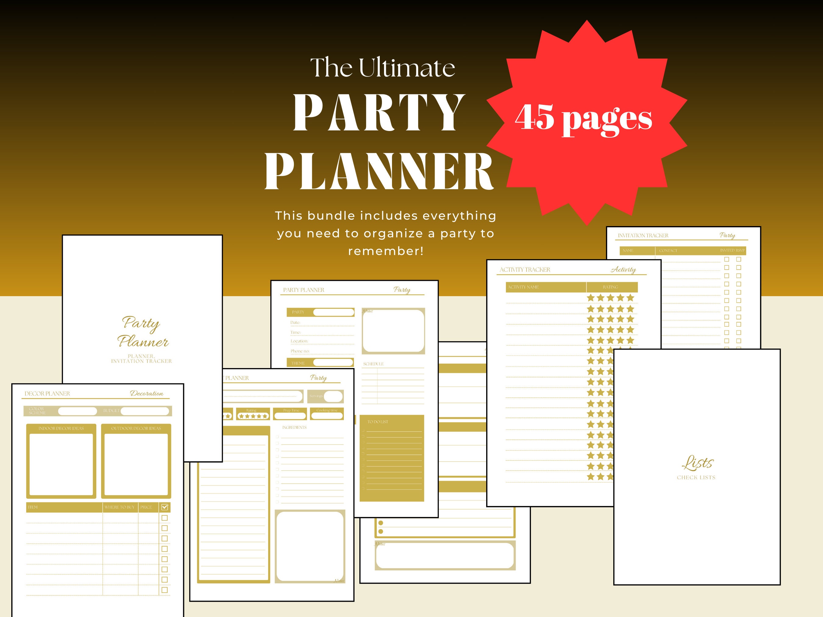Universal Party Planner PDF Printable Party Planner Everything You Need ...
