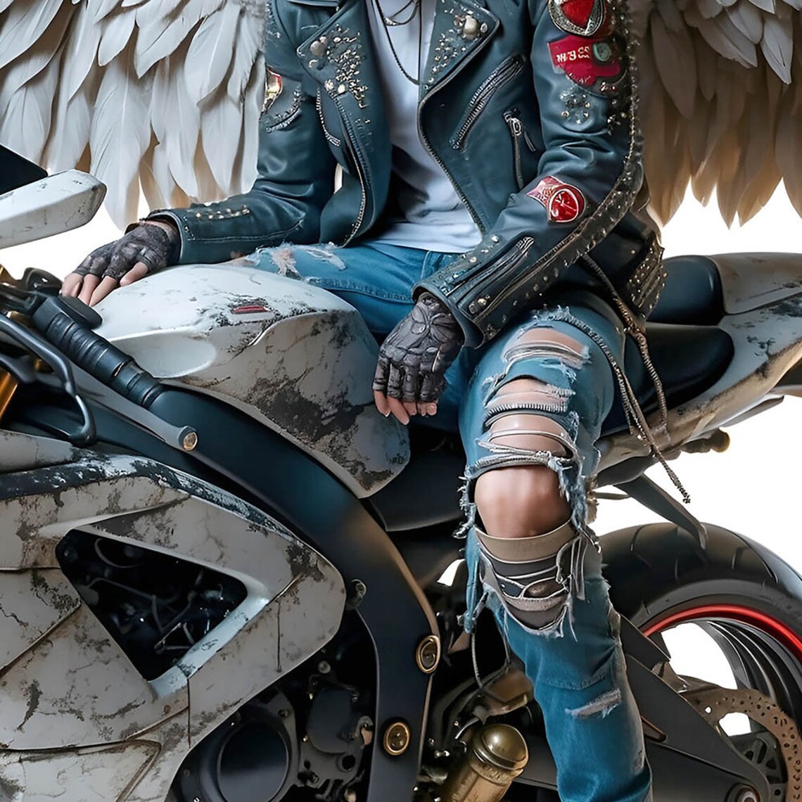 Angel Punk Motorcyclist, Angel on Sport Bike, Motorcycle Legend ...