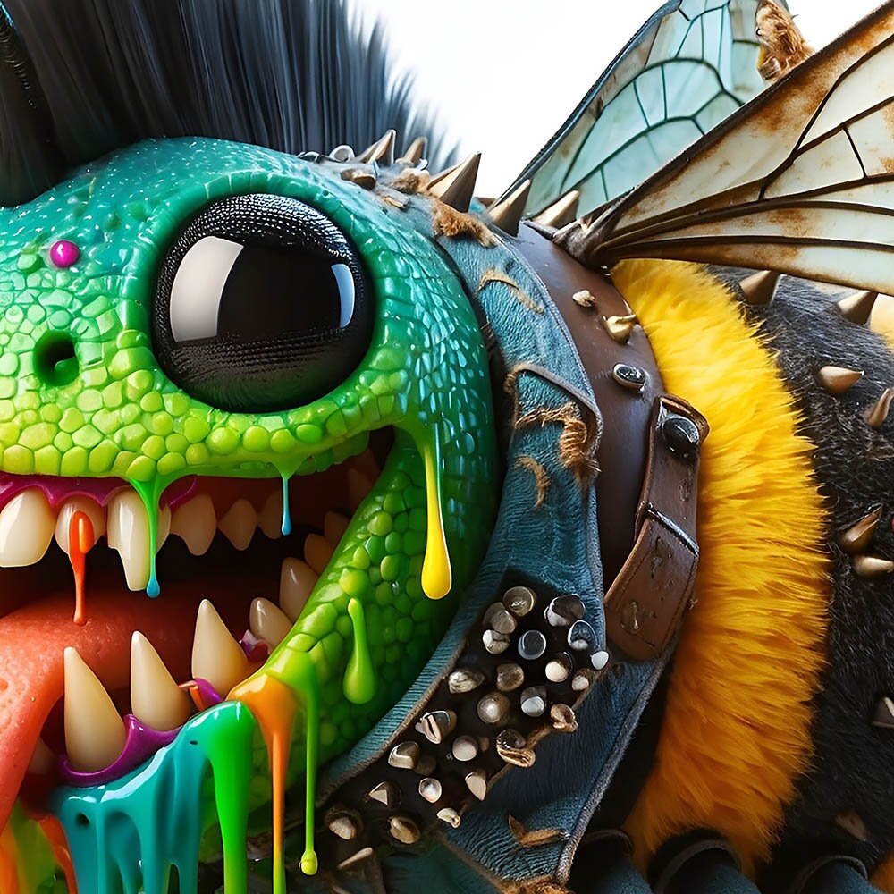 Bumblebee and Crazy Flying, Funny Bee Printable, Smiling Punk Insect ...