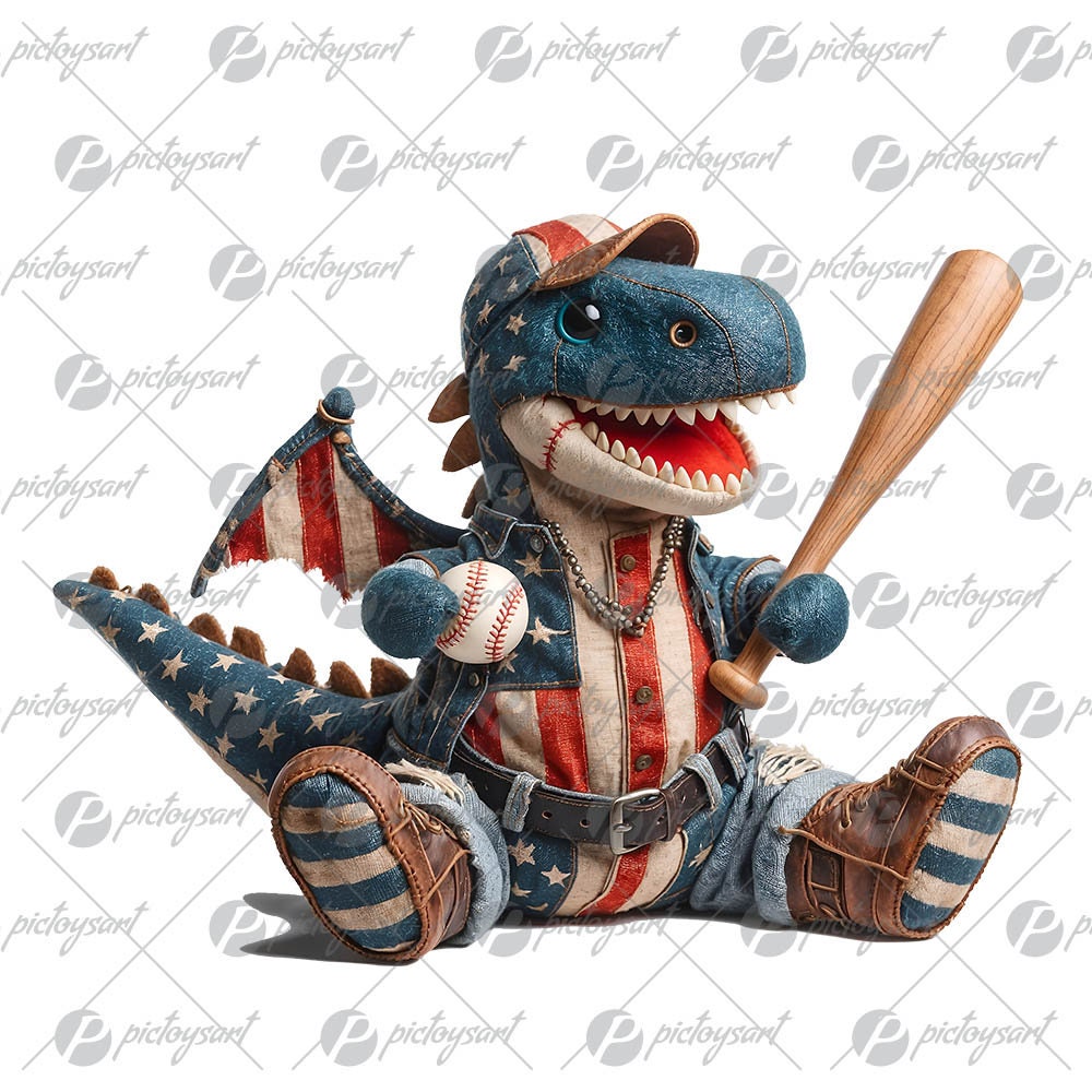4 PNG Dino Baseball Bundle, Sports Dinosaur, Cute Patchwork Reptile ...