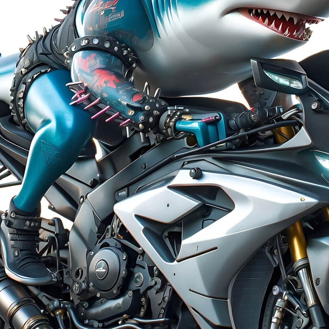 Shark Punk on Sport Bike, Motorbikers and Ocean Animals, Road Beast ...