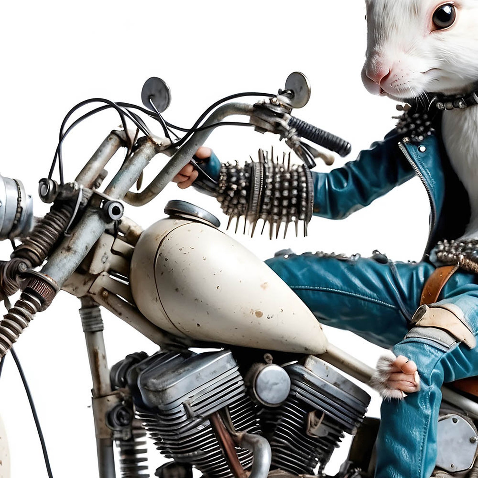 Bunny Punk on Motorcycle, Cute Hare and Motorbike, Road Beast, Cool ...