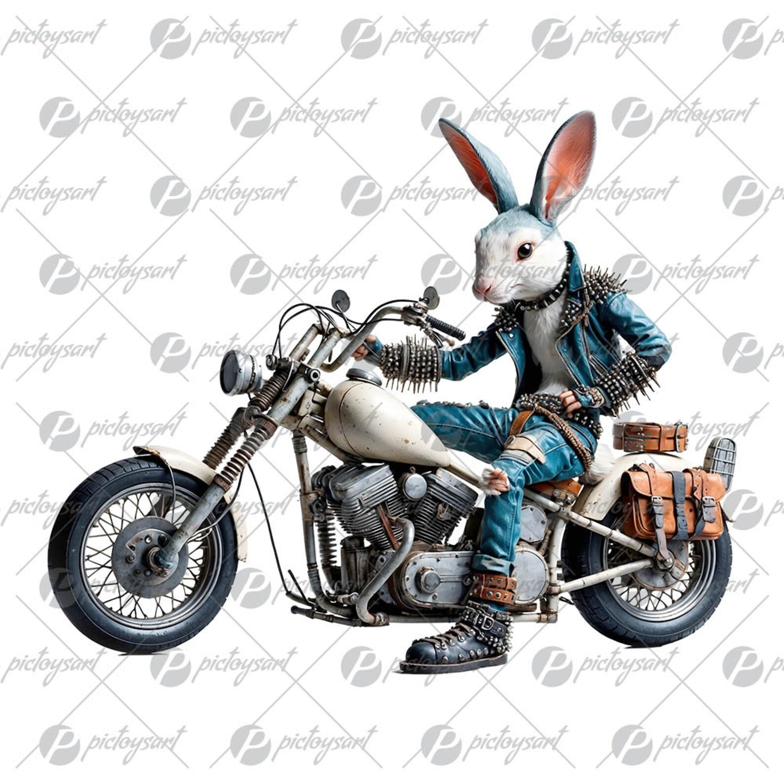 Bunny Punk on Motorcycle, Cute Hare and Motorbike, Road Beast, Cool ...