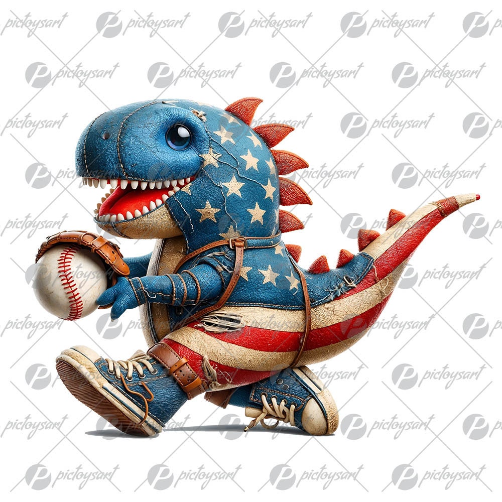 4 PNG Dino Baseball Bundle, Sports Dinosaur, Cute Patchwork Reptile ...