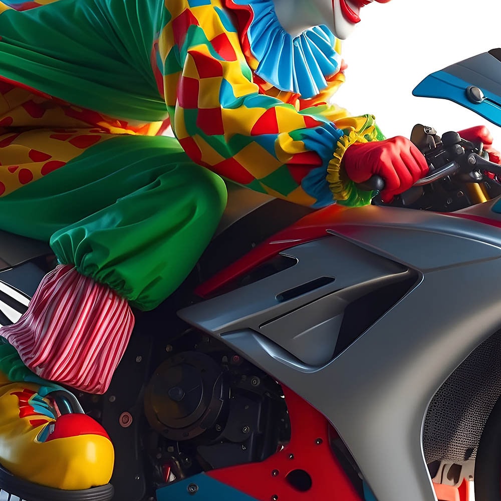Clown on Sport Bike, Motorcycle Show, Road Circus, Funny Motorcyclist ...