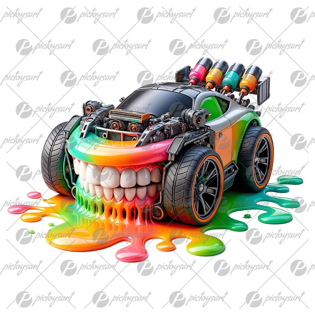Sport Car Monster, Mad Supercar, Smiling Colorful Car, Racing Car and ...