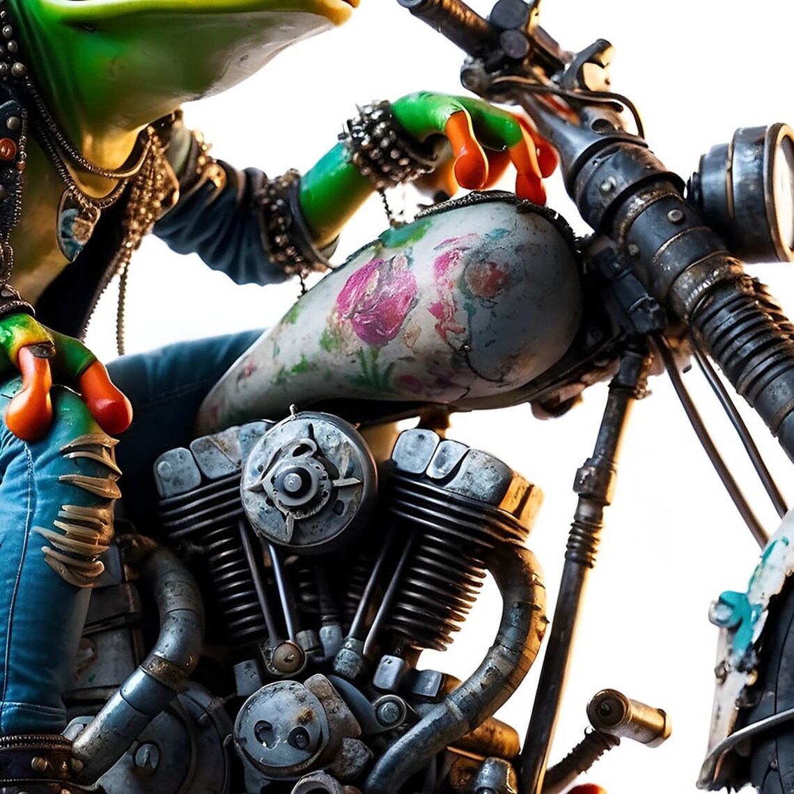 Frog Punk on Motorcycle, Toad and Motorbike, Road Beast, Cool Reptile ...