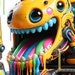 Yellow Excavator, Smile Hi-tech Beast, Funny Cartoon Tractor, Smiling ...