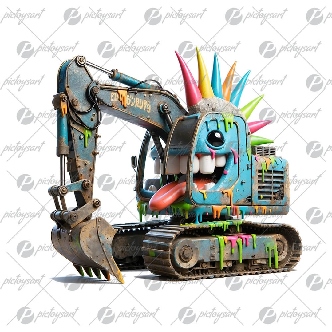 Crazy Excavator, Smile Mechanical Beast, Funny Cartoon Tractor, Smiling ...