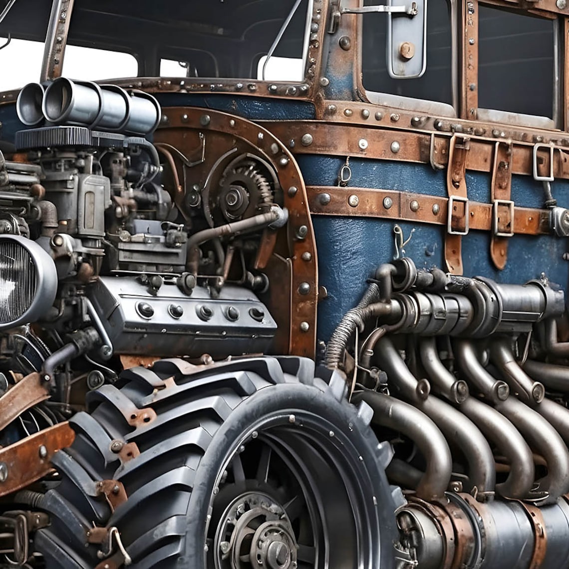 Classic Bus, Retro Motorbus, Brutal off Road Autobus, Big Wheels, Road ...