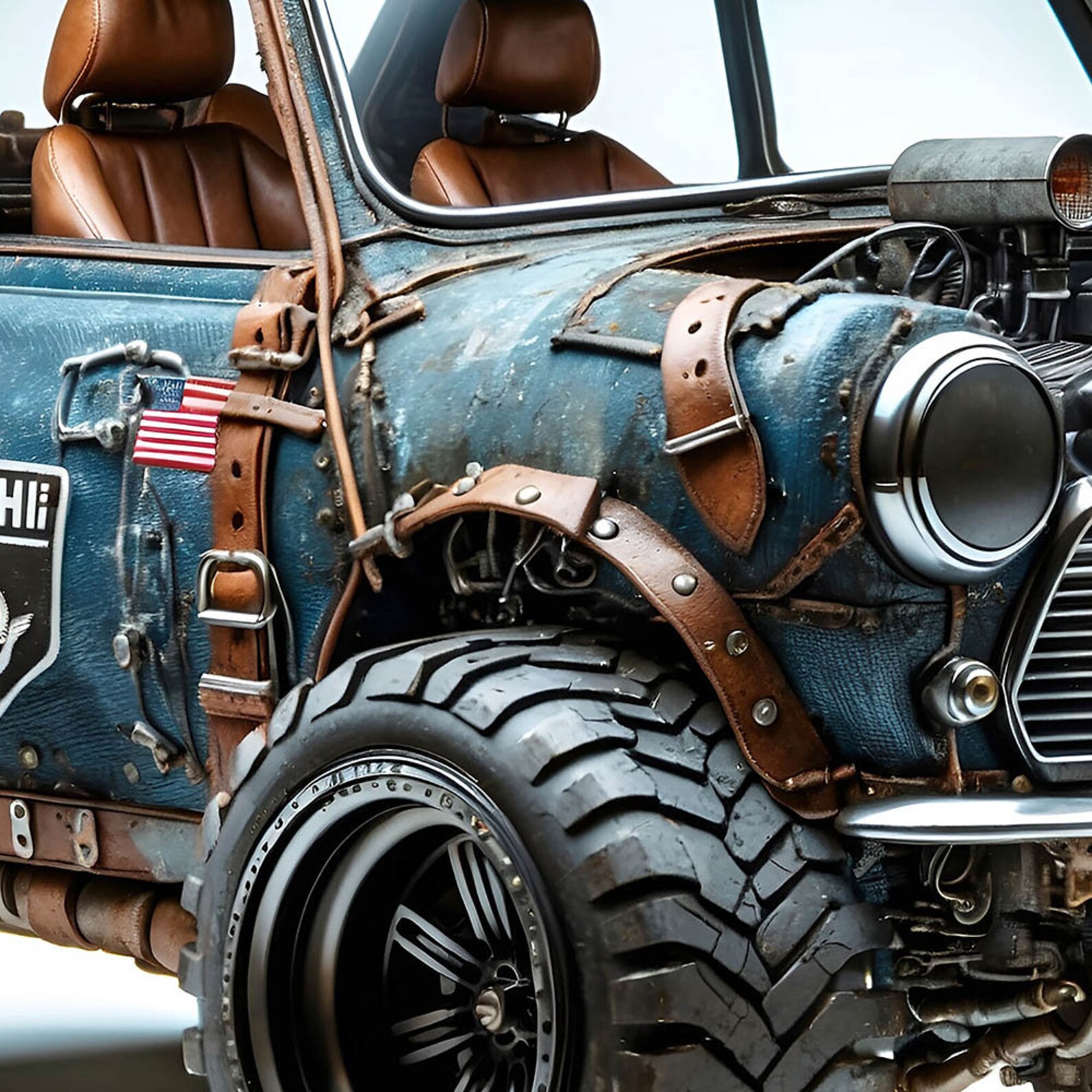 Classic Sports Car, Patchwork Design, Driver Gift, Jeans and Leather ...