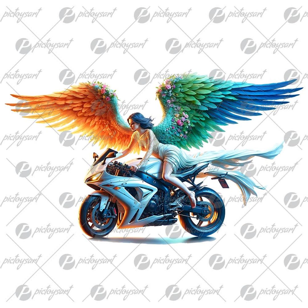 Angel Girl Motorcyclist, Angel on Sport Bike, Motorcycle Legend ...