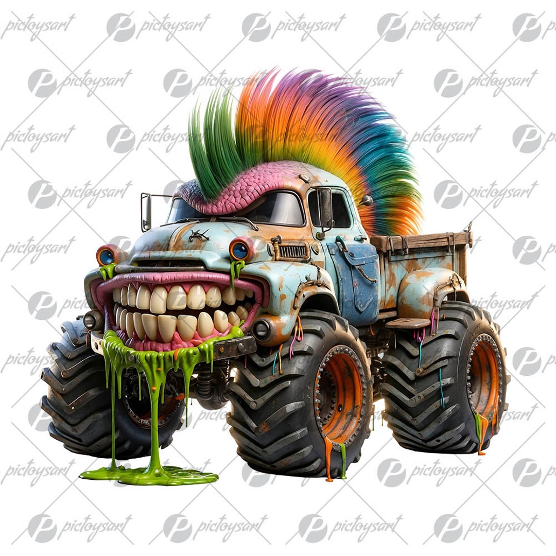 Crazy Pickup Truck, off Road Beast PNG, Funny Punk Truck, Smiling ...