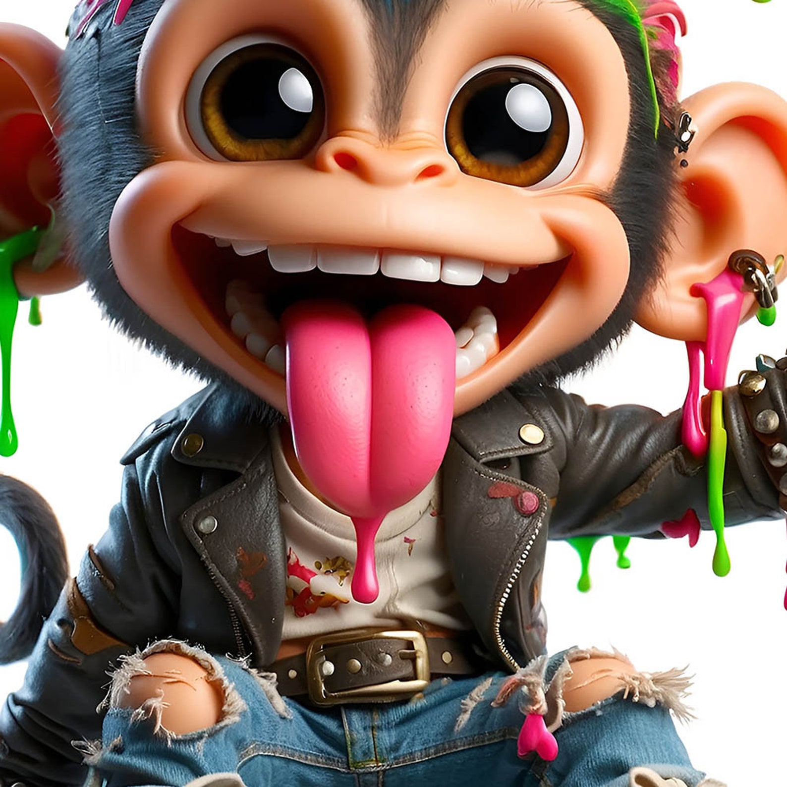 Cute Monkey Punk, Monkey on Skateboard, Cool Urban Jungle Animals ...