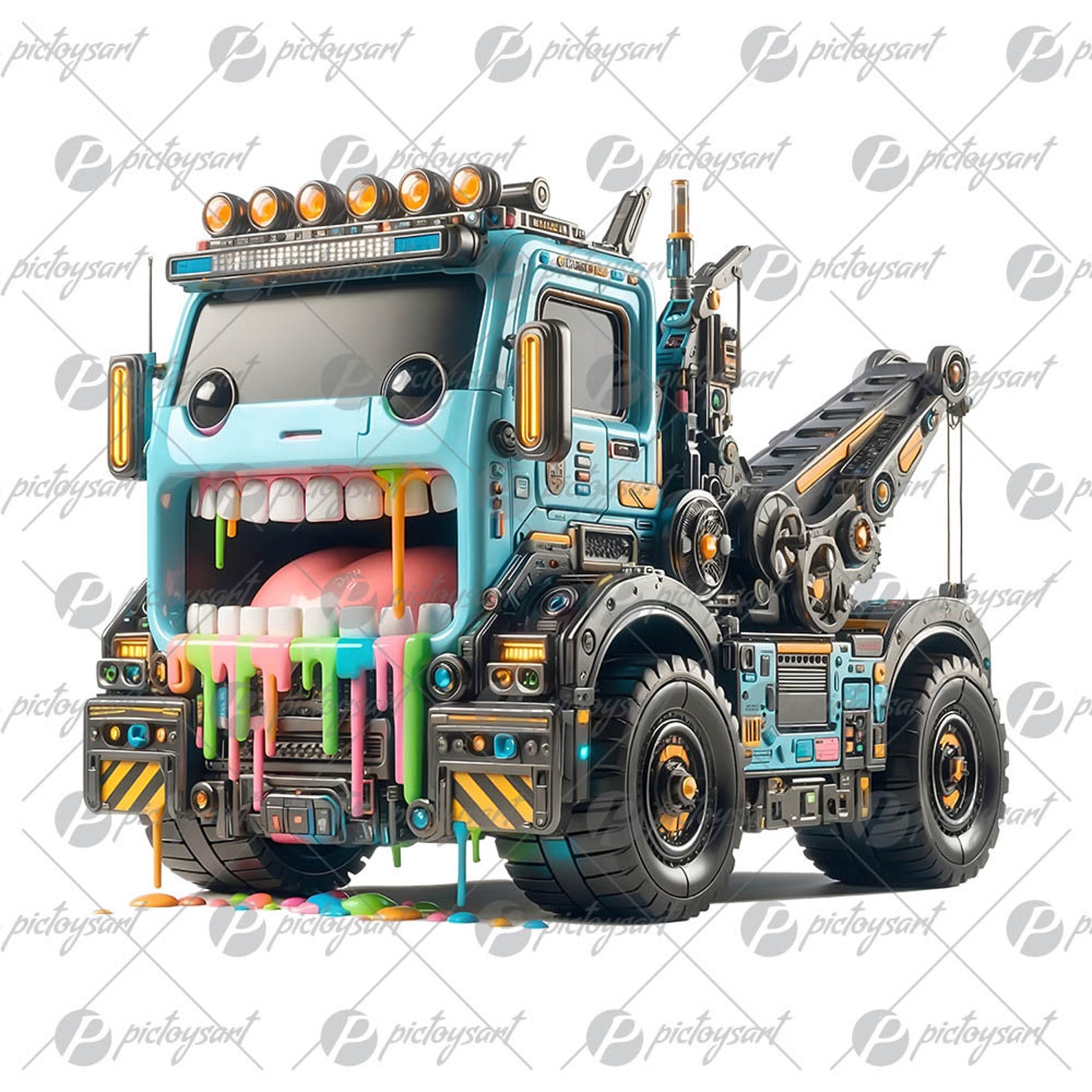 Cool Tow Truck, Funny Cartoon Truck, Hi-tech Tow Truck, Road Beast ...