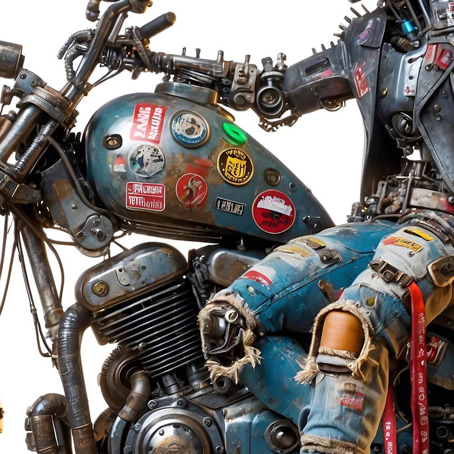 Cyborg on Motorbike, Robot Punk Motorcyclist, Motorcycle Legend ...