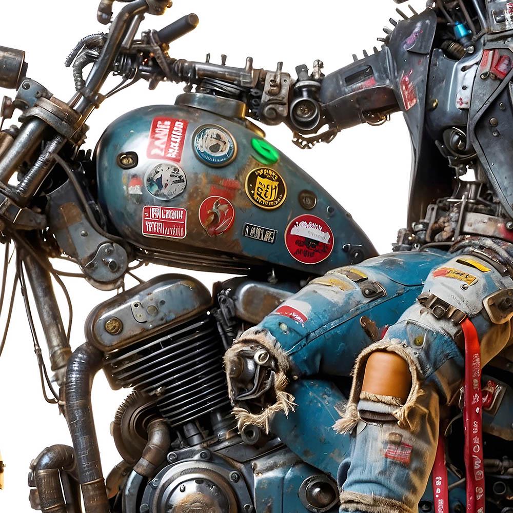 Cyborg on Motorbike, Robot Punk Motorcyclist, Motorcycle Legend ...
