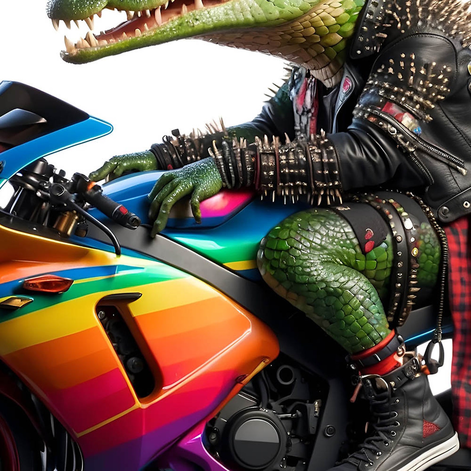 Alligator on Sport Bike, Crocodile Punk and Motorcycle, Road Beast ...