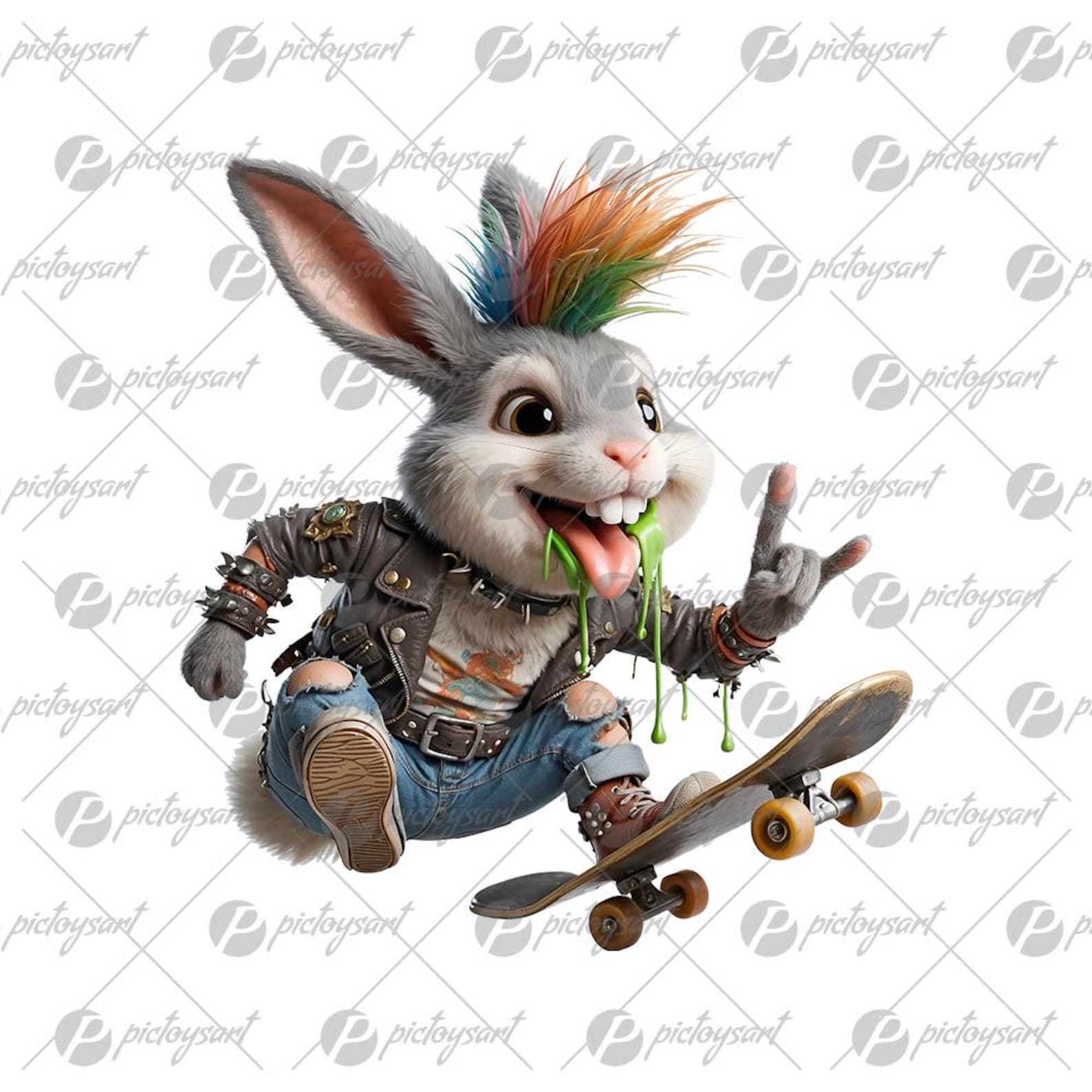 Skateboarding Rabbit, Funny Cartoon Hare on Skateboard, Street Skating ...