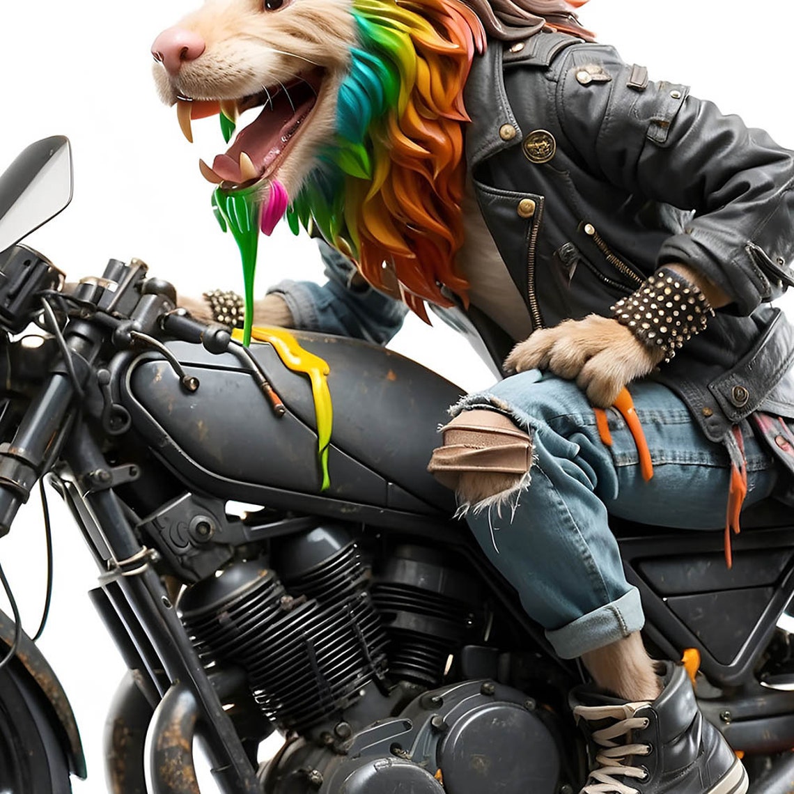 Lion on Motorcycle, King of Urban Jungle and Bike, Road King, Big Cat ...