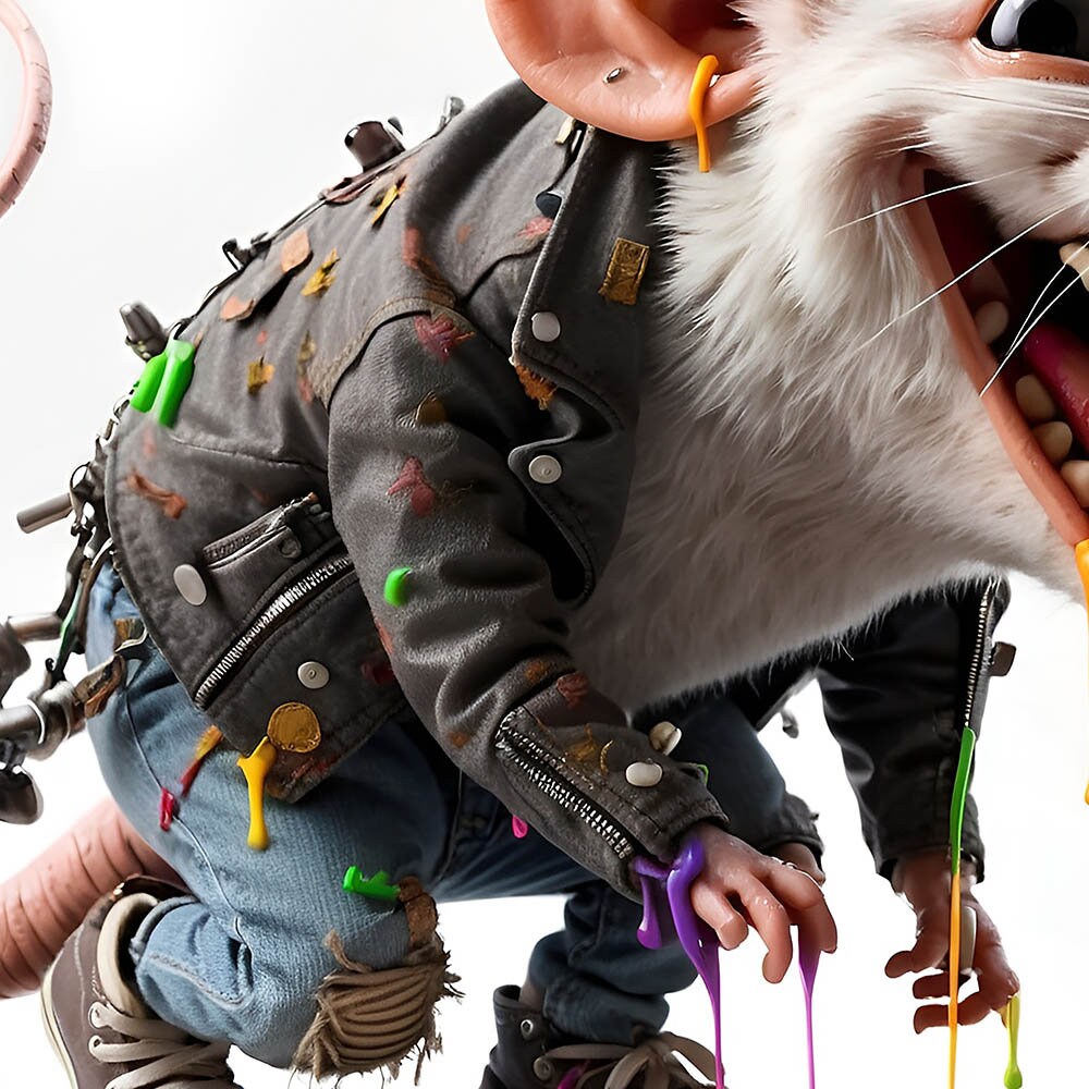 Punk Rat on Skateboard, Funny Smiling Rodent, Sweet Pets, Urban Sport ...