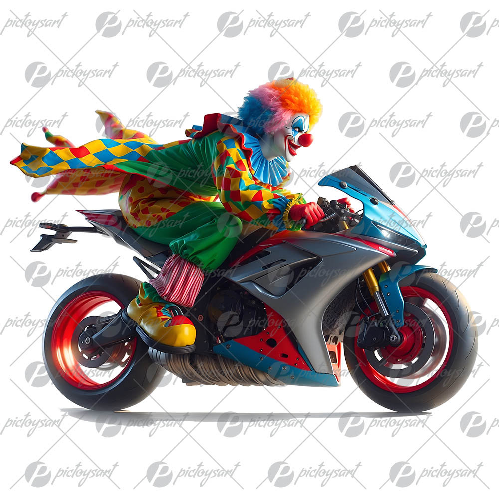 Clown on Sport Bike, Motorcycle Show, Road Circus, Funny Motorcyclist ...