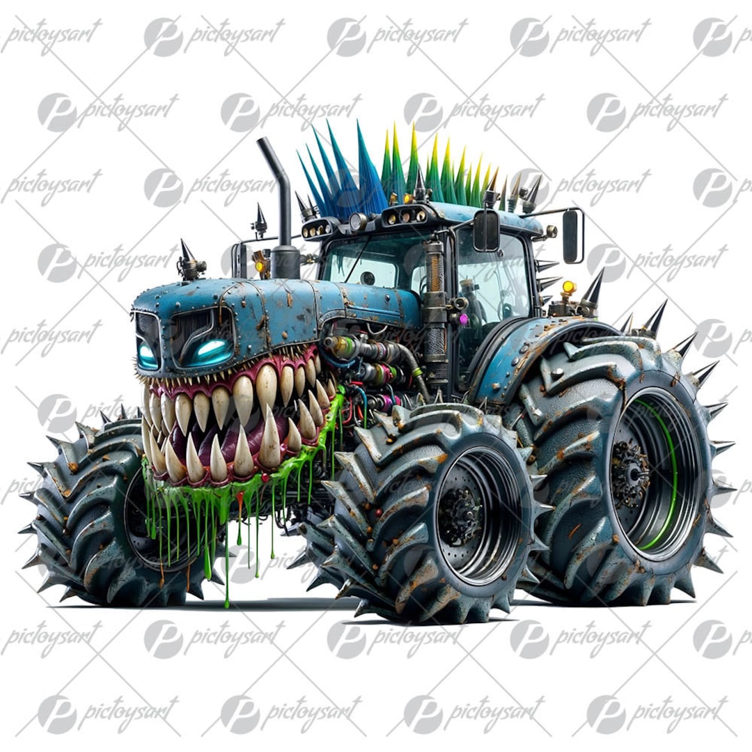 Farm Monster, Crazy Tractor Punk, Smile Mechanical Beast, Funny Cartoon ...