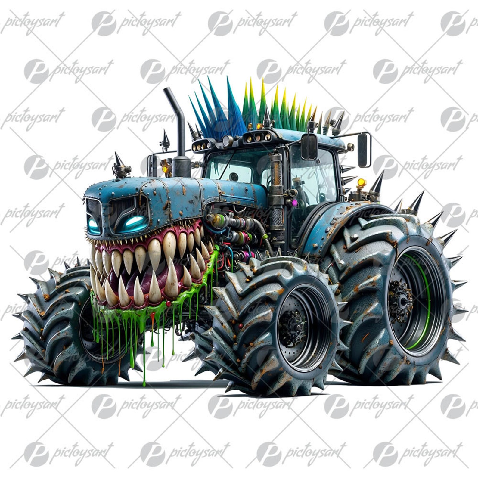 Farm Monster, Crazy Tractor Punk, Smile Mechanical Beast, Funny Cartoon ...