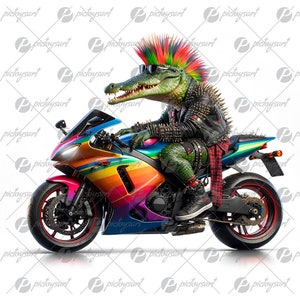 Alligator on Sport Bike, Crocodile Punk and Motorcycle, Road Beast ...