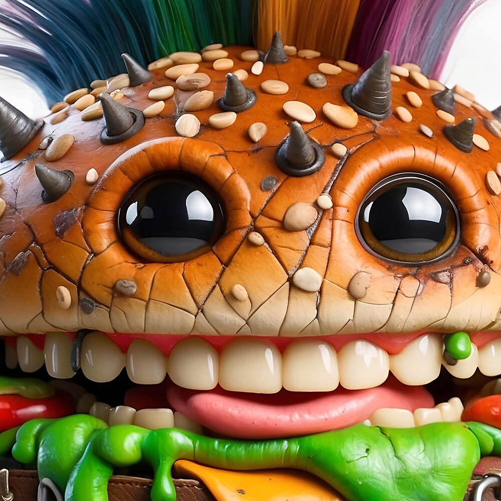 Hamburger Crazy Punk, Cute Food, Cartoon Sandwich Printable, Wild ...