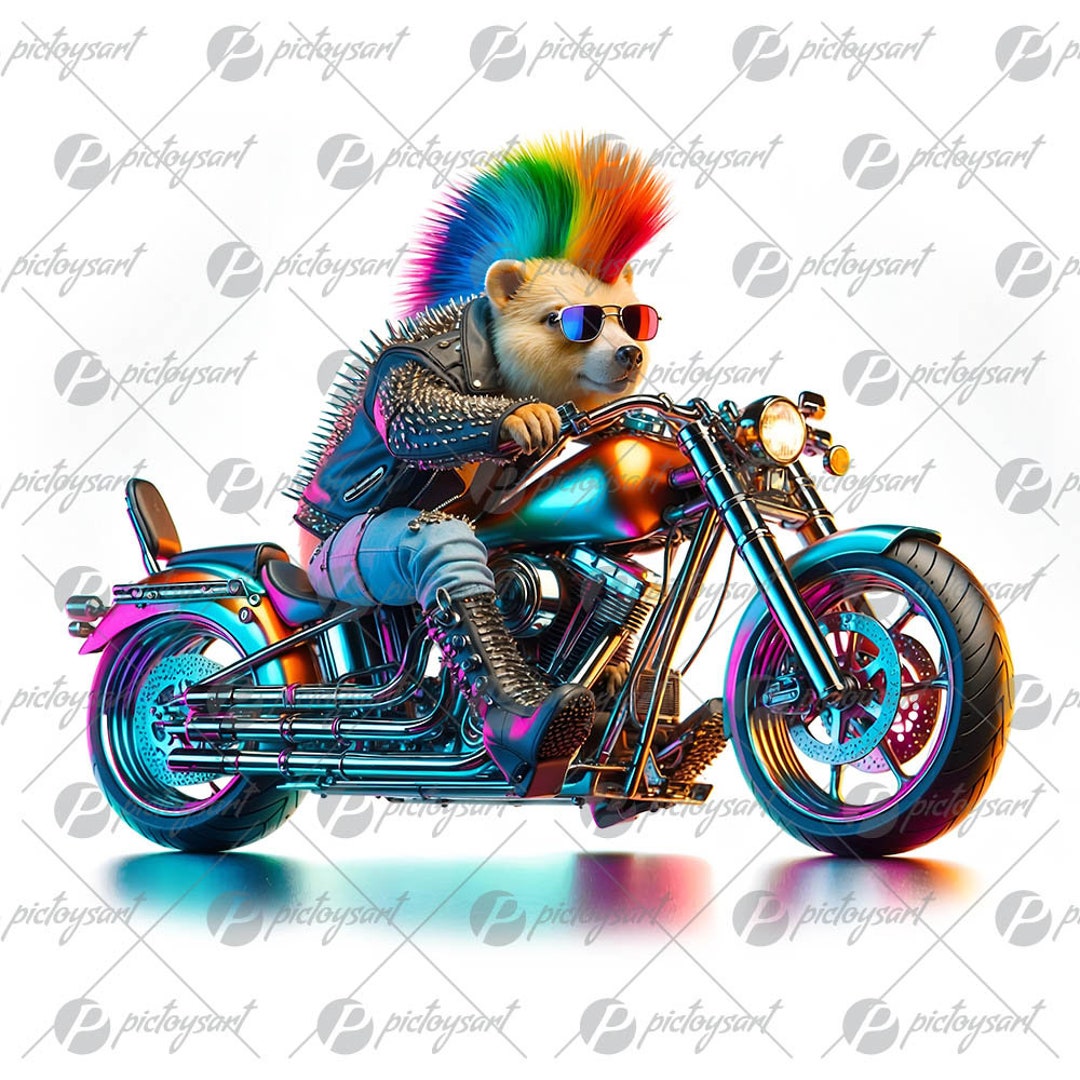 Bear Punk and Motorcycle, Road Beast, Grizzly on Chopper, Cool Bear ...